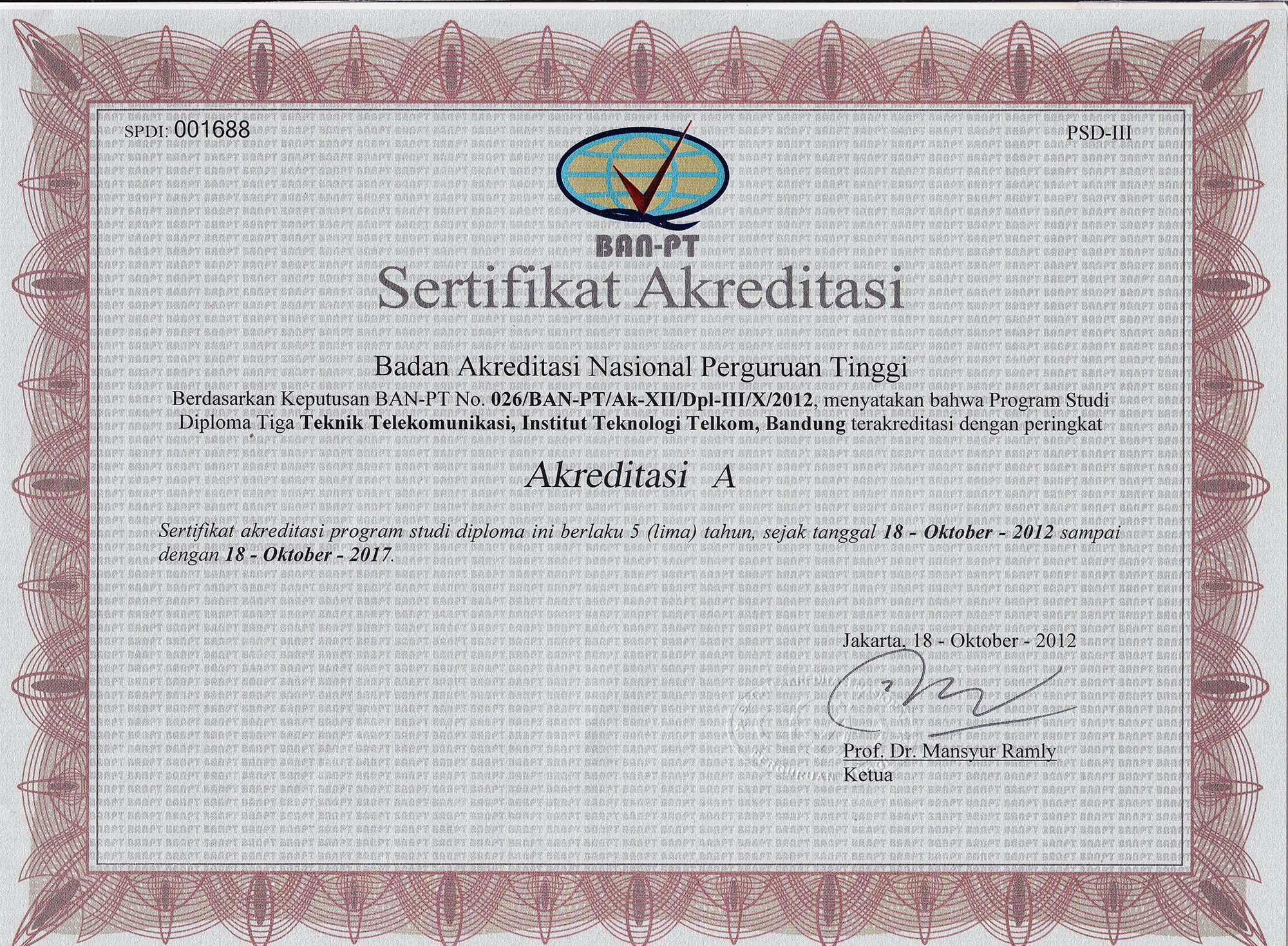 Akreditasi Prodi | D3 Teknologi Telekomunikasi